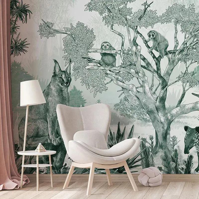 Sleepy Meadow in Green Wallpaper | WallCreatives